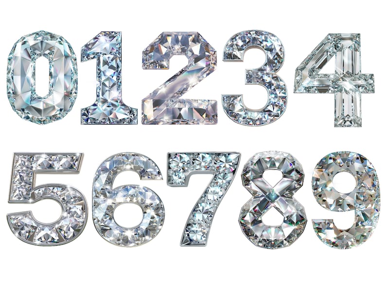 Diamond Numbers PNG Bundle, Crystal Number Figure Clipart, Digital ...