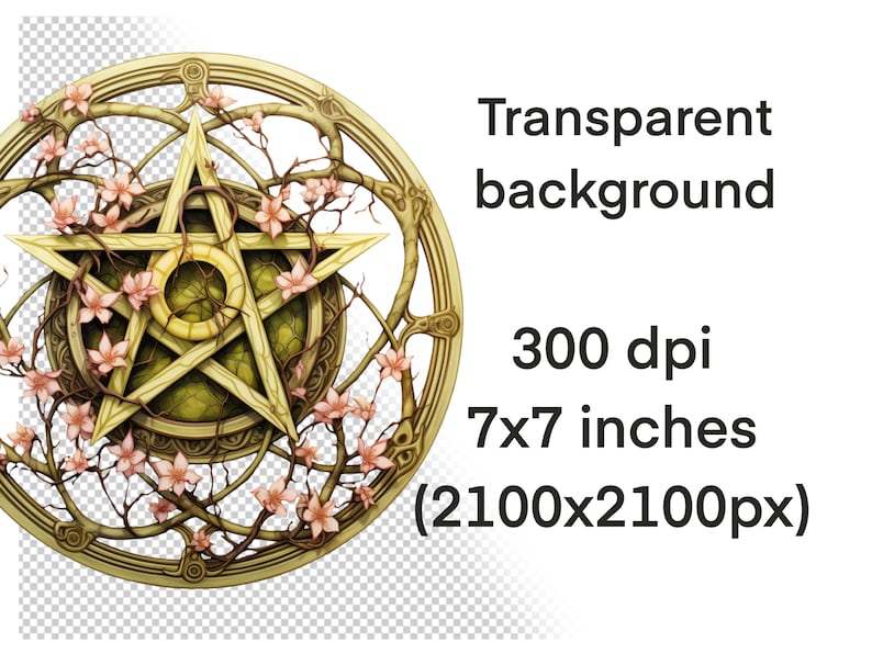 Pagan Wreath & Pentagram PNG Bundle, Watercolor Darc Occult Art ...