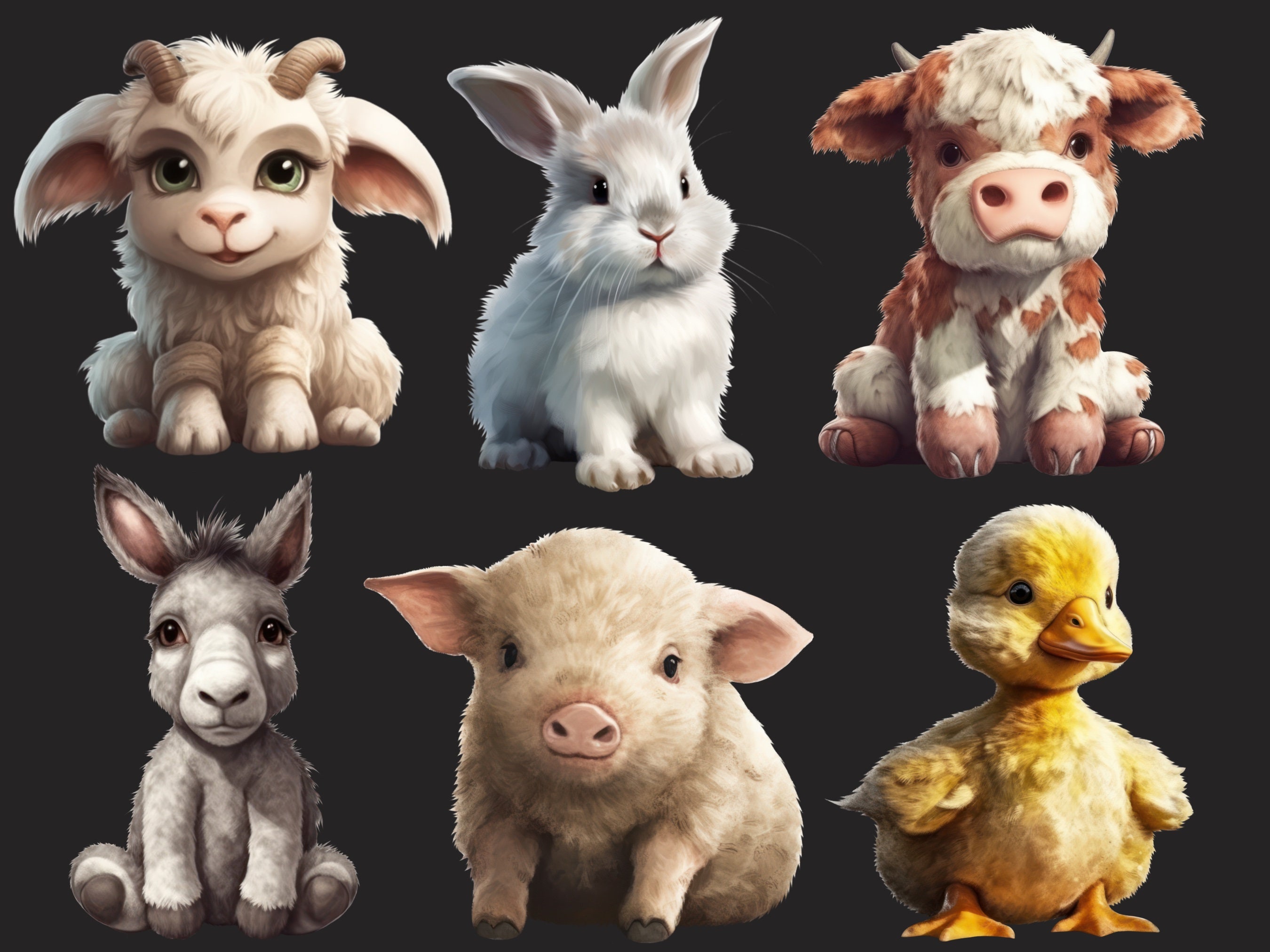 Baby Farm Animals Clipart, Cute Cubs Png, Funny Animal Images Bundle ...