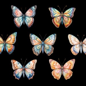 Neutral Butterfly PNG Bundle, Watercolor Butterflies Clipart, Pastel ...