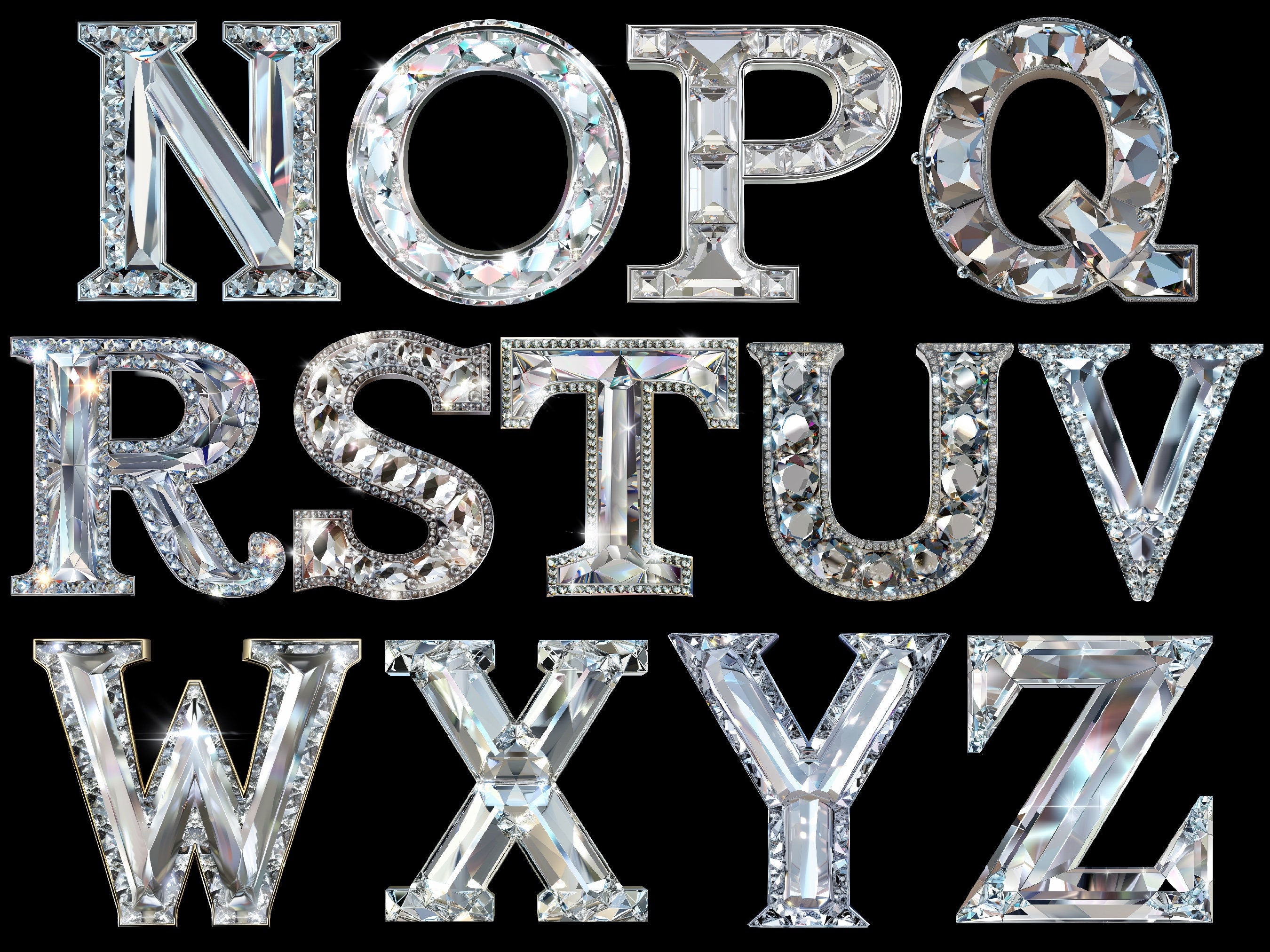 Diamond Alphabet PNG Bundle, Diamond Letters Png, Digital Alphabet ...