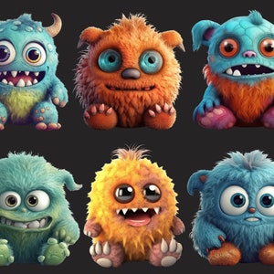Plush Monster Toy Clipart, Funny Cute Little Monsters Images, Fantasy ...
