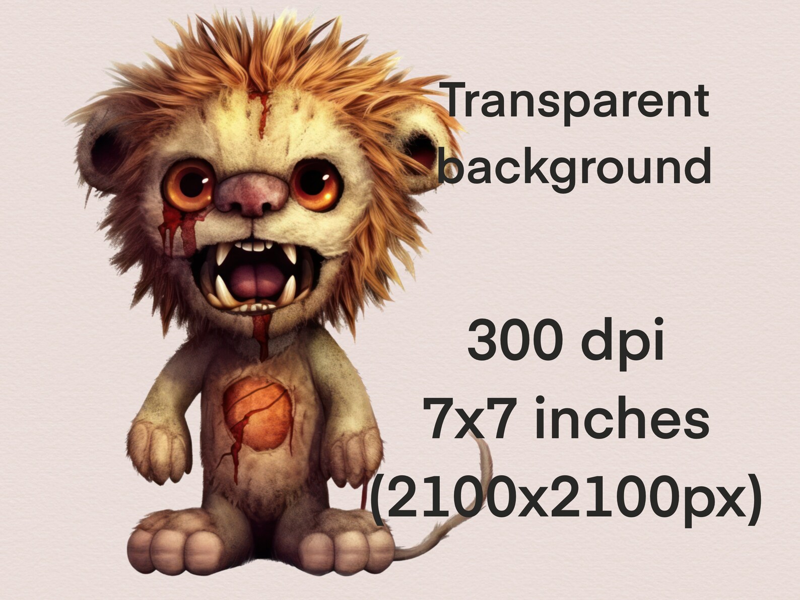 Zombie Wild Cat Toy Clipart, Funny Halloween Plush Wildcat Zombies Png ...