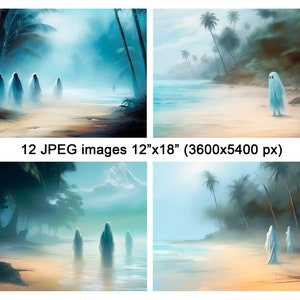 Ghostly Beach Clipart, Tropical Misty Landscape Images, Scary Gost ...