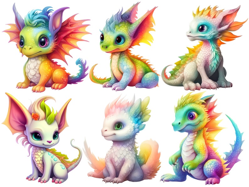 Rainbow Magic Creatures Clipart, Fantasy Mythical Animals Cute Images ...