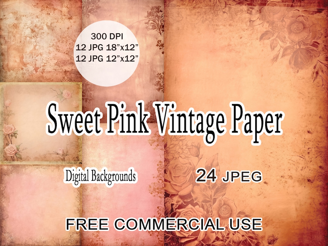 Sweet Pink Vintage Paper Clipart, Neutral Aesthetic Grunge Background ...