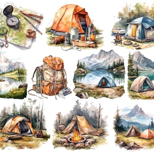 Camping Clipart, Summer Vacation Travel Camp Clipart, Camper Overlay ...