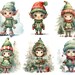 Classic Christmas Elf PNG Bundle, Watercolor Christmas Clipart, Holiday ...