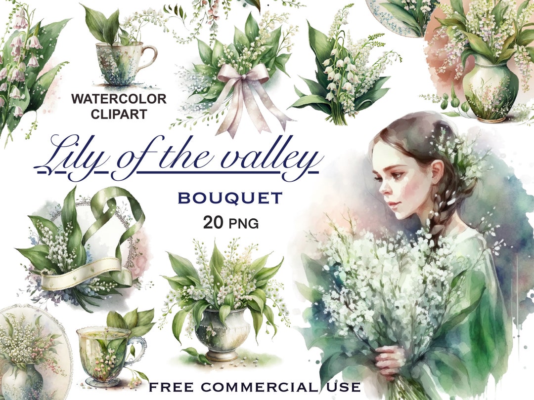 Watercolor Lily of the Valley Clipart, Watercolor Clipart, Lily of the ...
