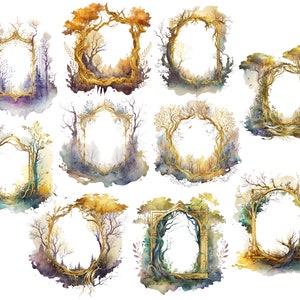 Misty Forest Clipart, Frame Clipart, Magic Wood, Enchanted Forest ...