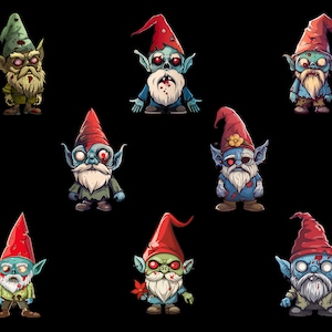 Zombie Gnome PNG Bundle, Funny Horror Png, Creepy Cute Clipart, Zombie ...