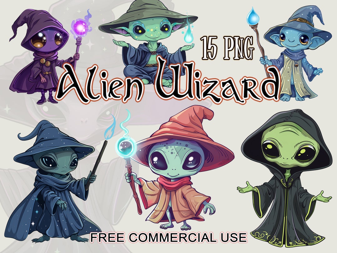 Alien Wizard PNG Bundle, Fantasy Magician Creatures, Sci Fi Concept Art ...