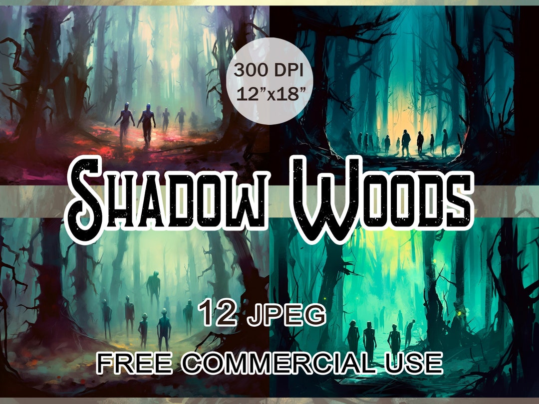 Shadow Woods Clipart, Dark Aesthetic Misty Enchanted Forest Art, Night ...