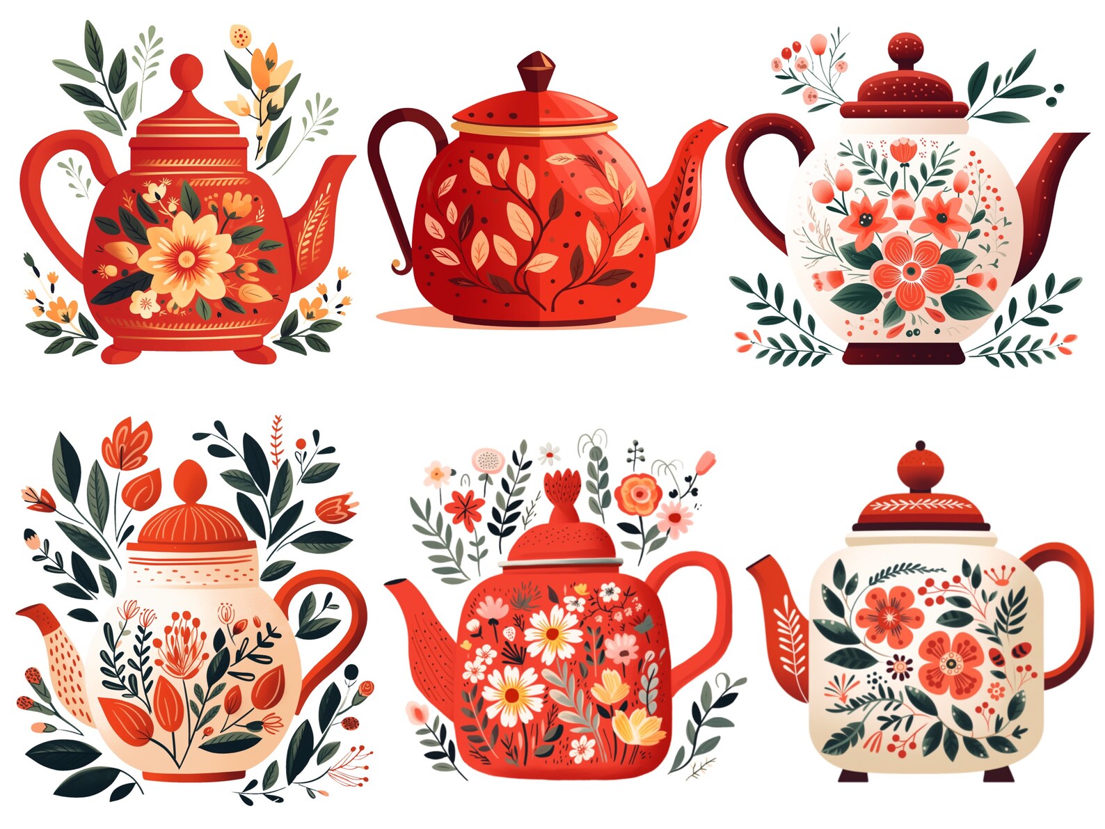 Red Teapot PNG Bundle, Teapot Clipart, Tea Kettle Png, Tea Time ...