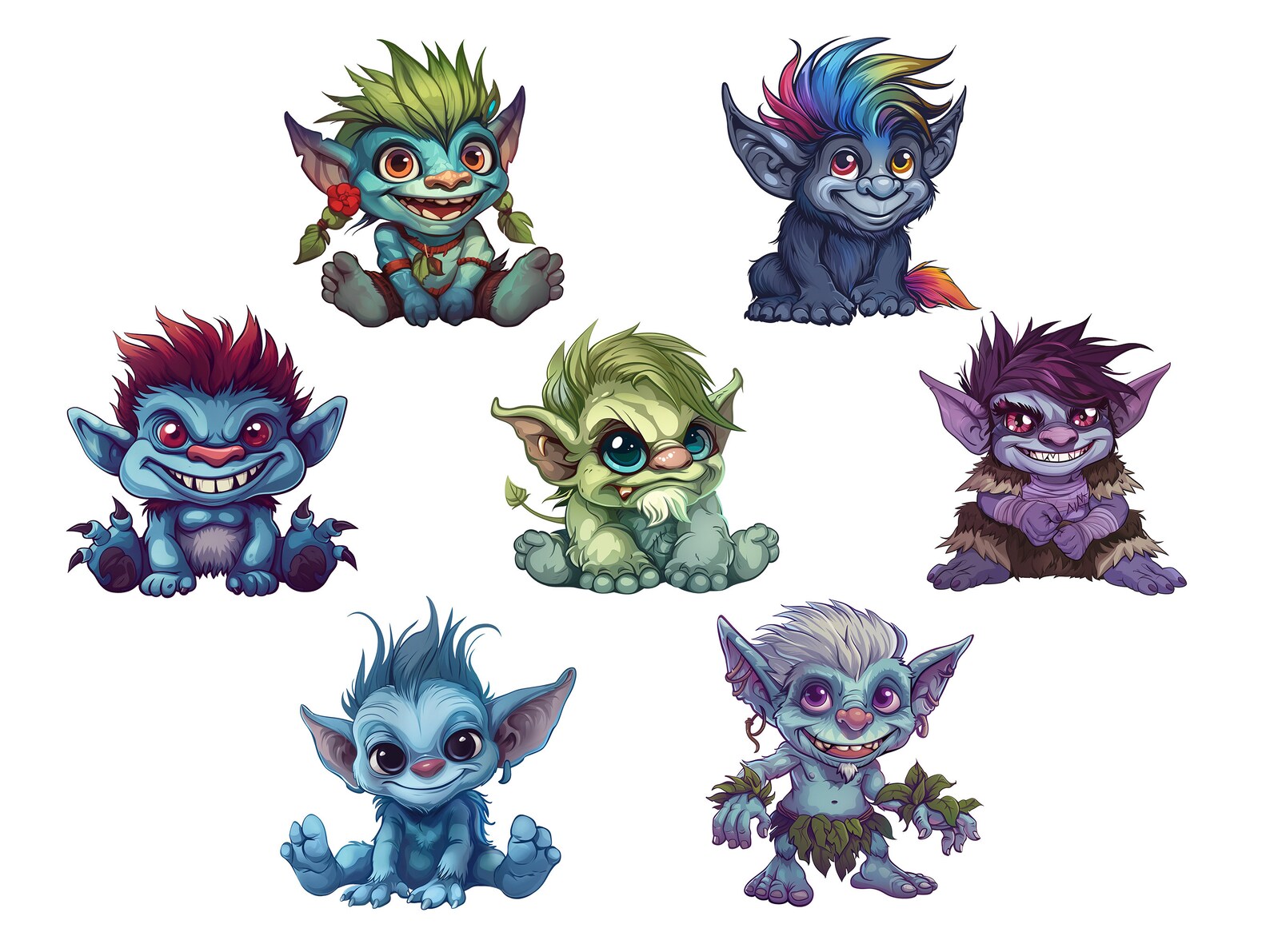 Funny Trolls PNG Bundle, Fantasy Creatures Clipart, Norwegian Troll ...