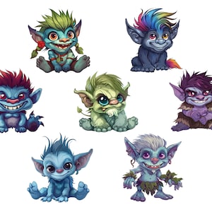 Funny Trolls PNG Bundle, Fantasy Creatures Clipart, Norwegian Troll ...