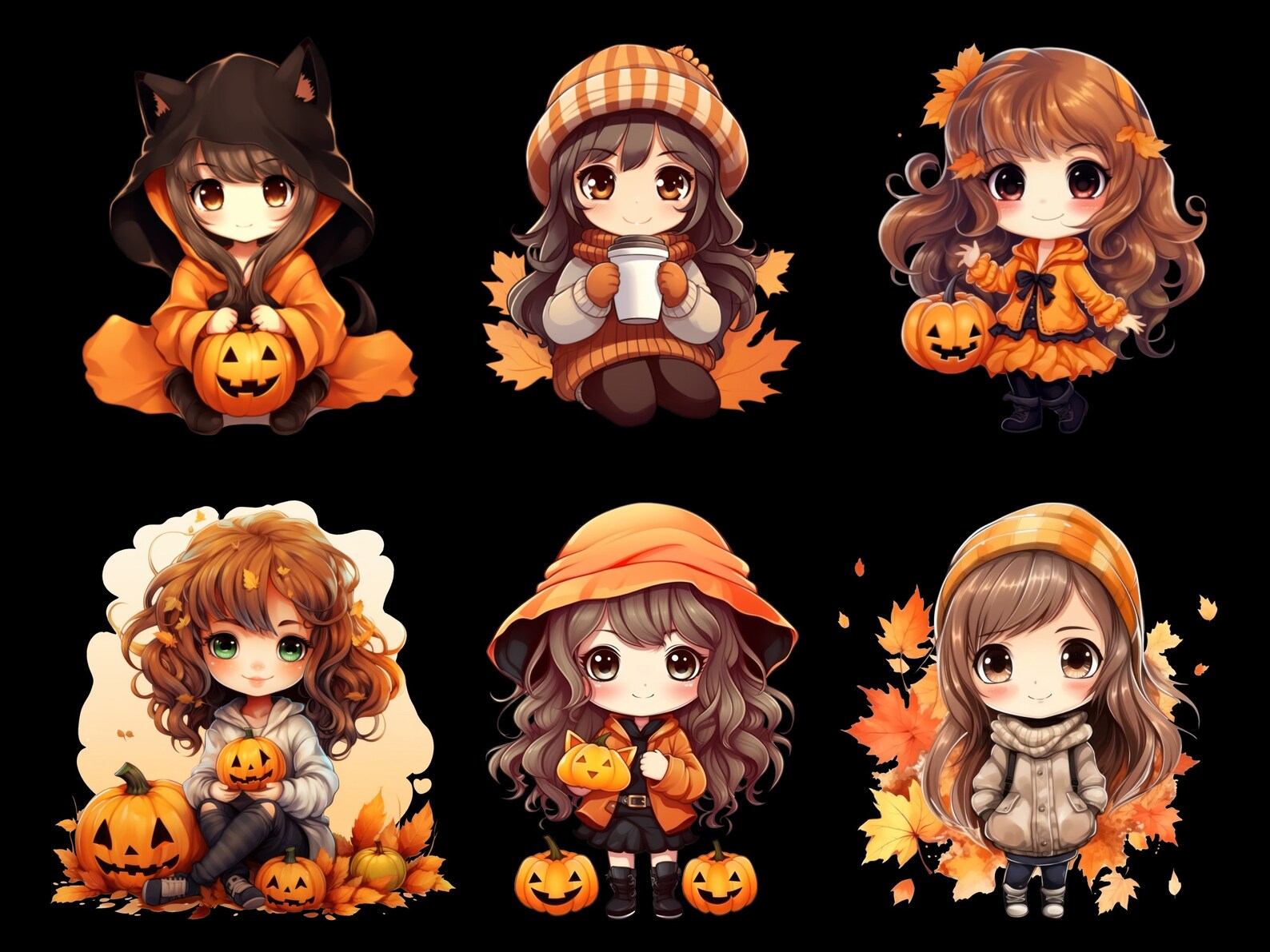 Fall Girl Chibi Clipart, Autumn Kawaii Clipart, Fall Kawaii Anime Png ...