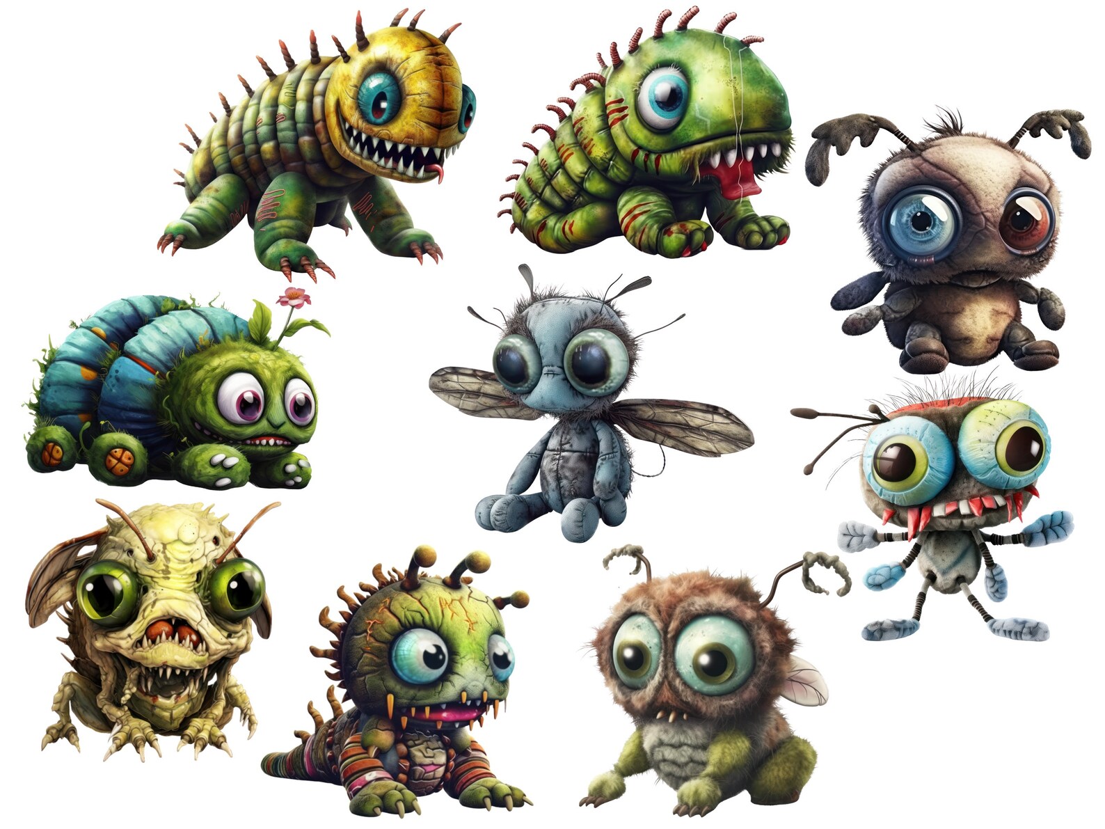 Zombie Insects Toy Clipart, Funny Halloween Plush Zombies Bugs Horror ...