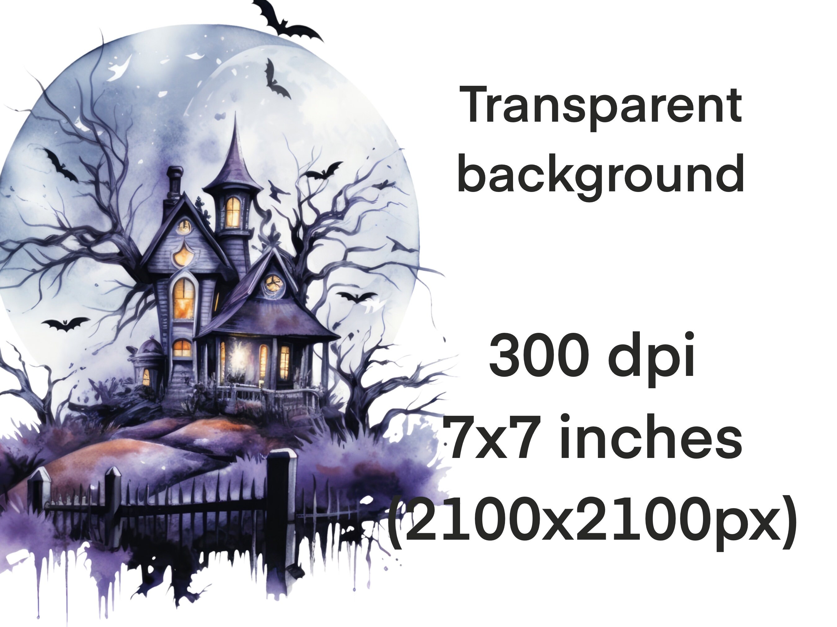 Watercolor Halloween Clipart, Spooky Png Bundle, Horror Overlay ...