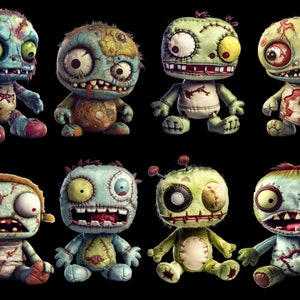 Creepy Cute Zombie Toy Clipart, Fantasy Plush Zombies Png Bundle ...