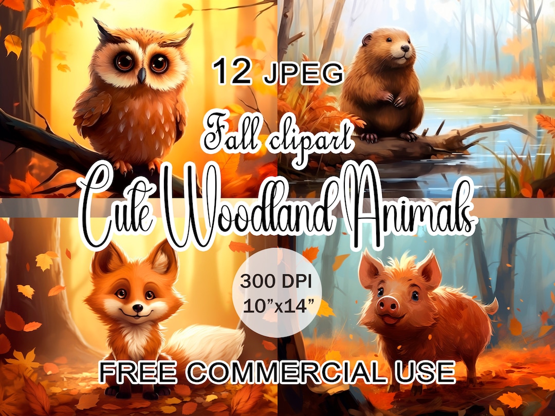 Cute Woodland Animals, Fall Clipart, Painted Animal Portrait Images ...