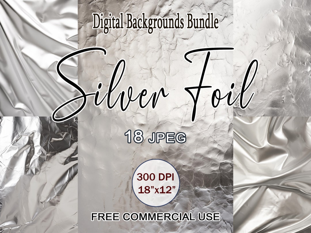 Silver Foil Digital Background Clipart Bundle, Silver Digital Paper ...