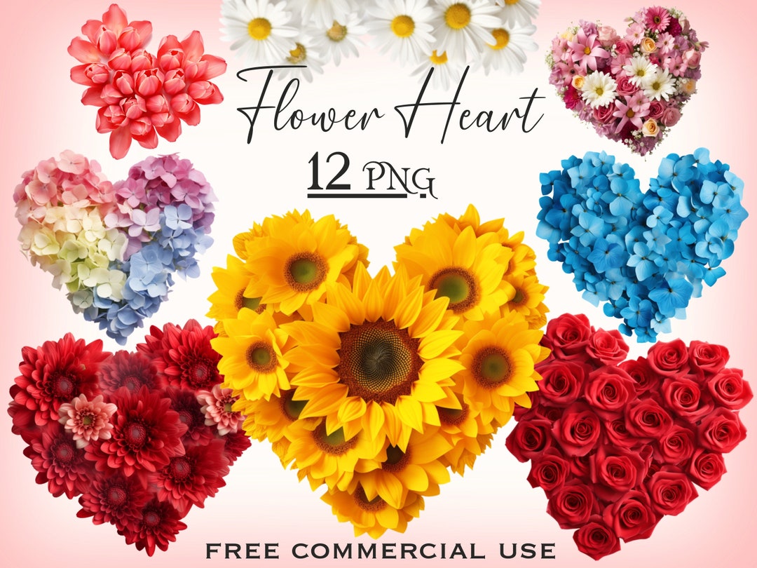 Flower Hearts Clipart, Valentine Heart Png, Valentines Day Png ...