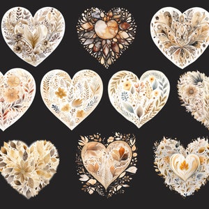 Neutral Boho Hearts Clipart, Valentine Heart Png, Valentines Day Png ...