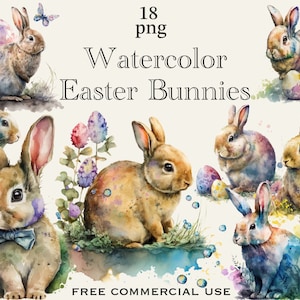 Watercolor Easter Bunny Png, Spring Clipart, Watercolor Clipart, Easter ...