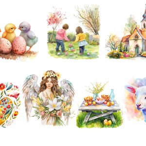 Christian Easter PNG Bundle, Watercolor Easter Clipart, Spring Clipart ...