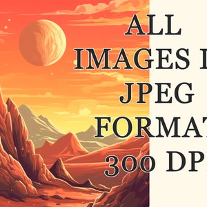 Red Planet Clipart, Fantasy Mars Landscape, Sci-fi Digital Paper With ...