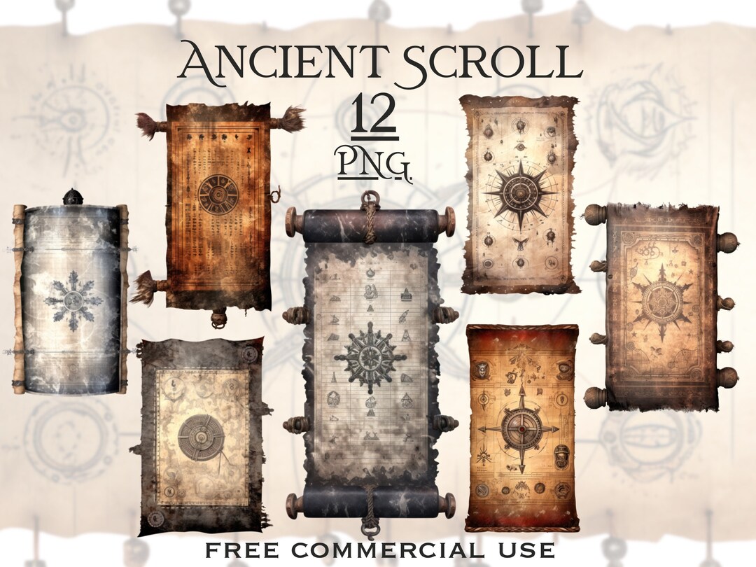 Ancient Scroll Clipart, Witchcraft Scrolls Png Bundle, Witchcraft ...