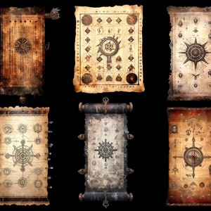 Ancient Scroll Clipart, Witchcraft Scrolls Png Bundle, Witchcraft ...