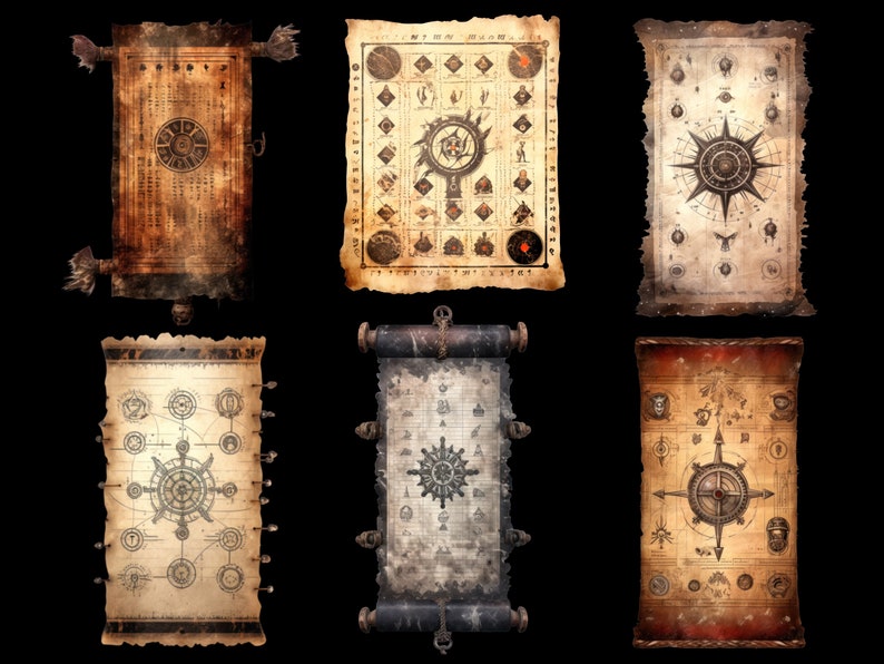 Ancient Scroll Clipart, Witchcraft Scrolls Png Bundle, Witchcraft ...