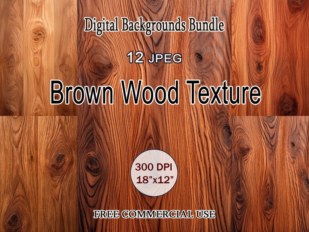 Brown Wood Texture Bundle, Wood Grain Digital Paper Pack, Digital ...