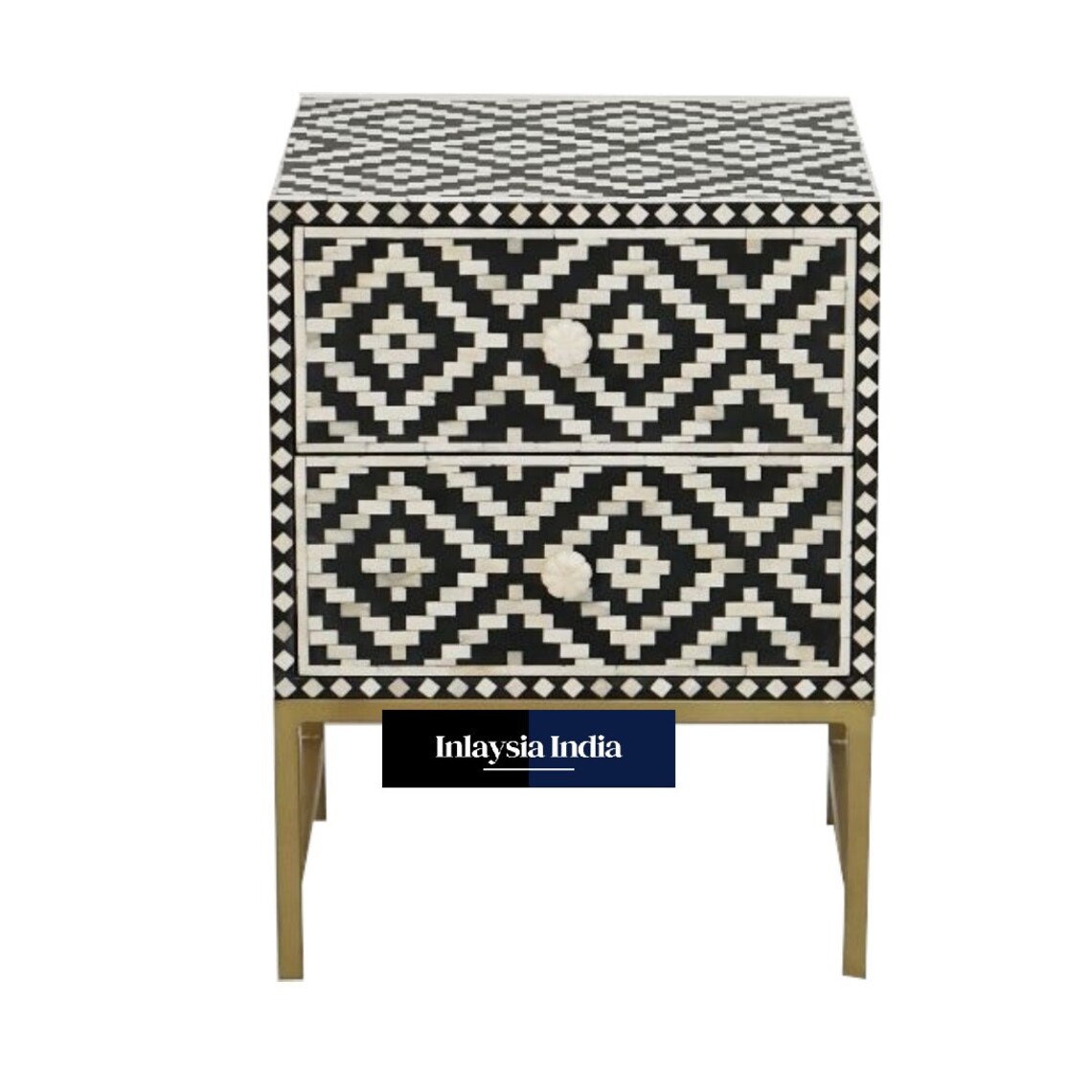 Handmade Wooden Bone Inlay Pattern Bedside/side - Etsy