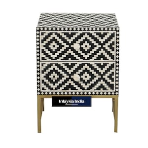 Handmade Wooden Bone Inlay Pattern Bedside/side - Etsy