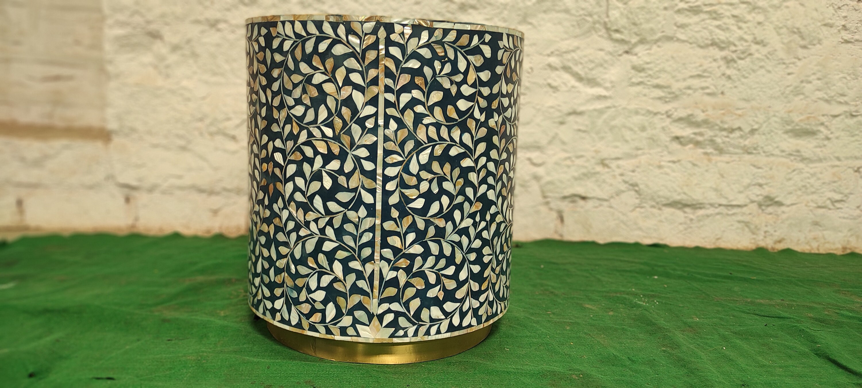 Handmade MOP Inlay Floral Design Hexagonal Stool/side Table/end Table ...