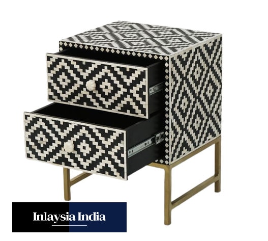 Handmade Wooden Bone Inlay Pattern Bedside/side - Etsy