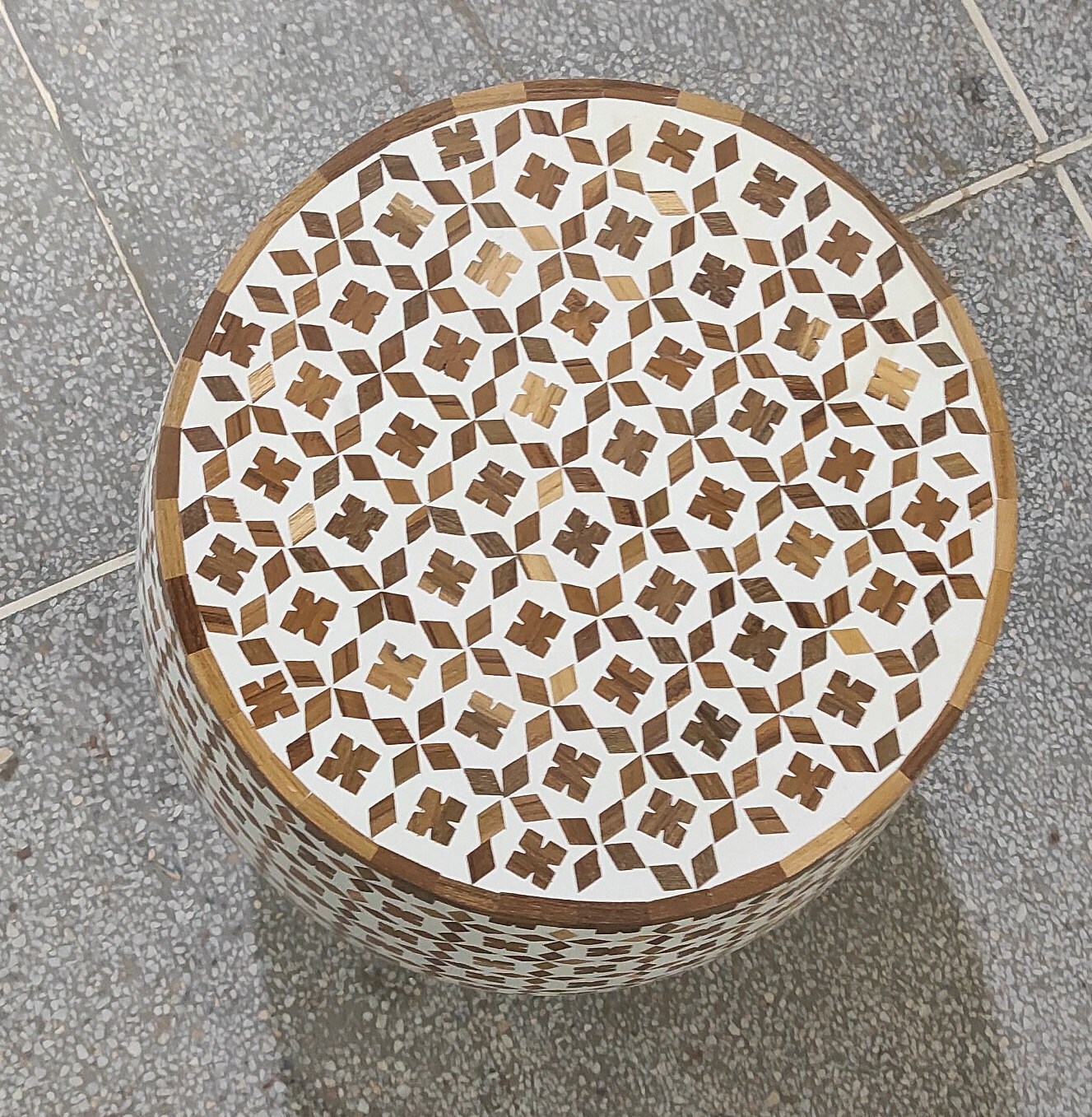 Handmade Teak Wood Inlay End Table/antique Design Round Side - Etsy