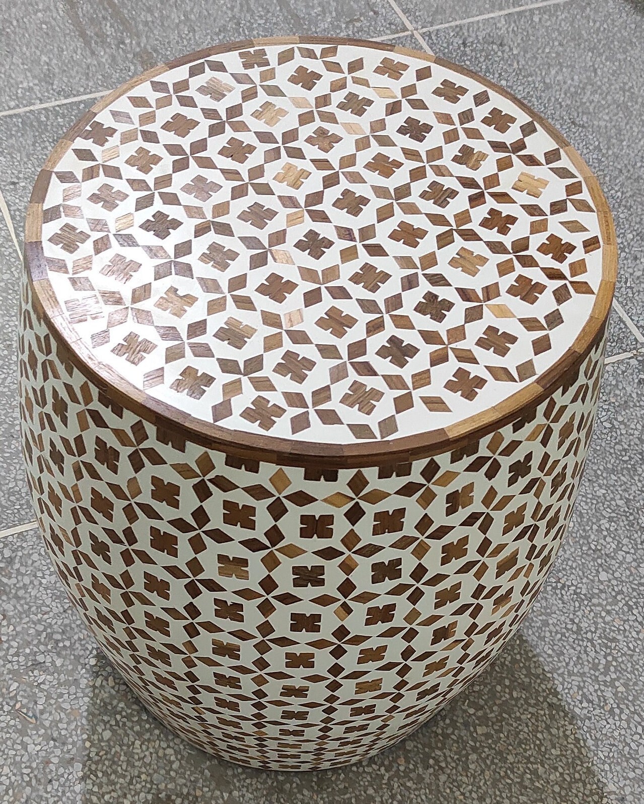 Handmade Teak Wood Inlay End Table/antique Design Round Side - Etsy