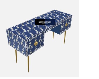 Bone Inlay Fruniture, Bone Inlay Desk, Bone Inlay Console Table With 2 ...