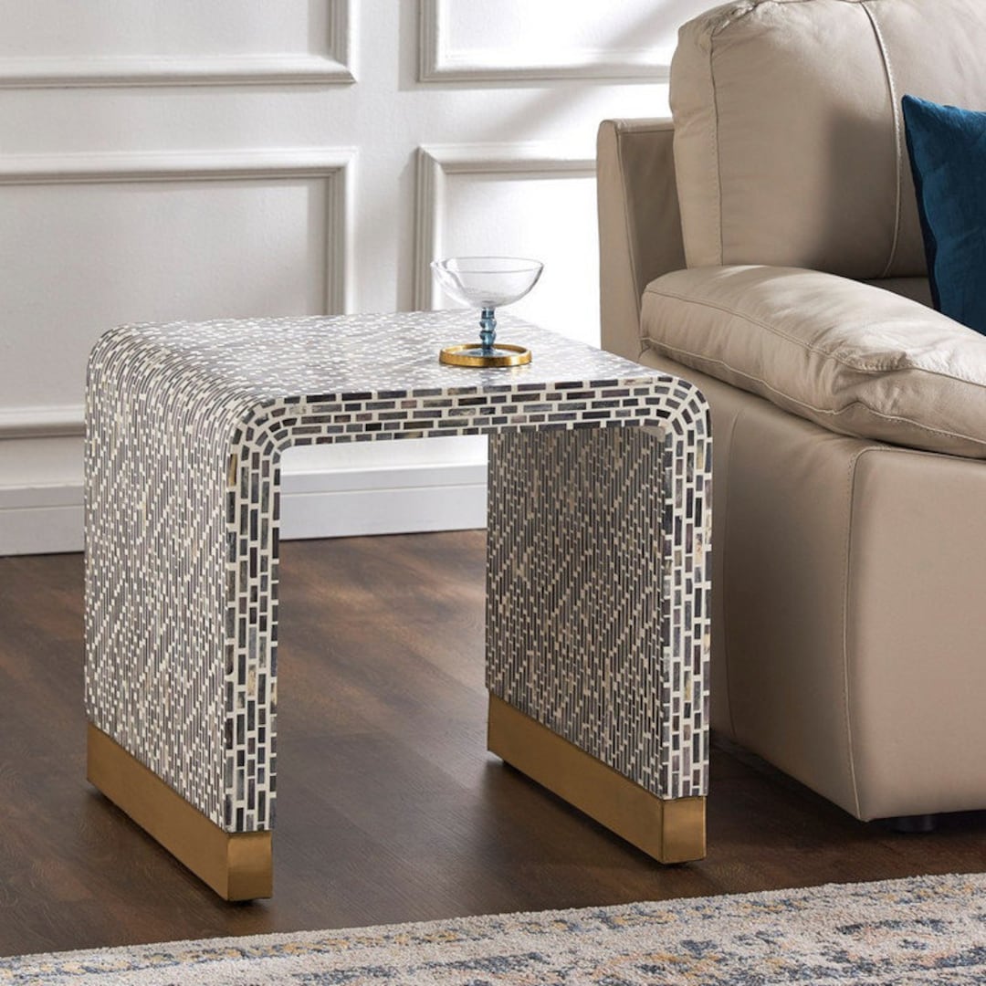 Waterfall Bone Top Side / End Table Handcrafted New Design Side Table ...