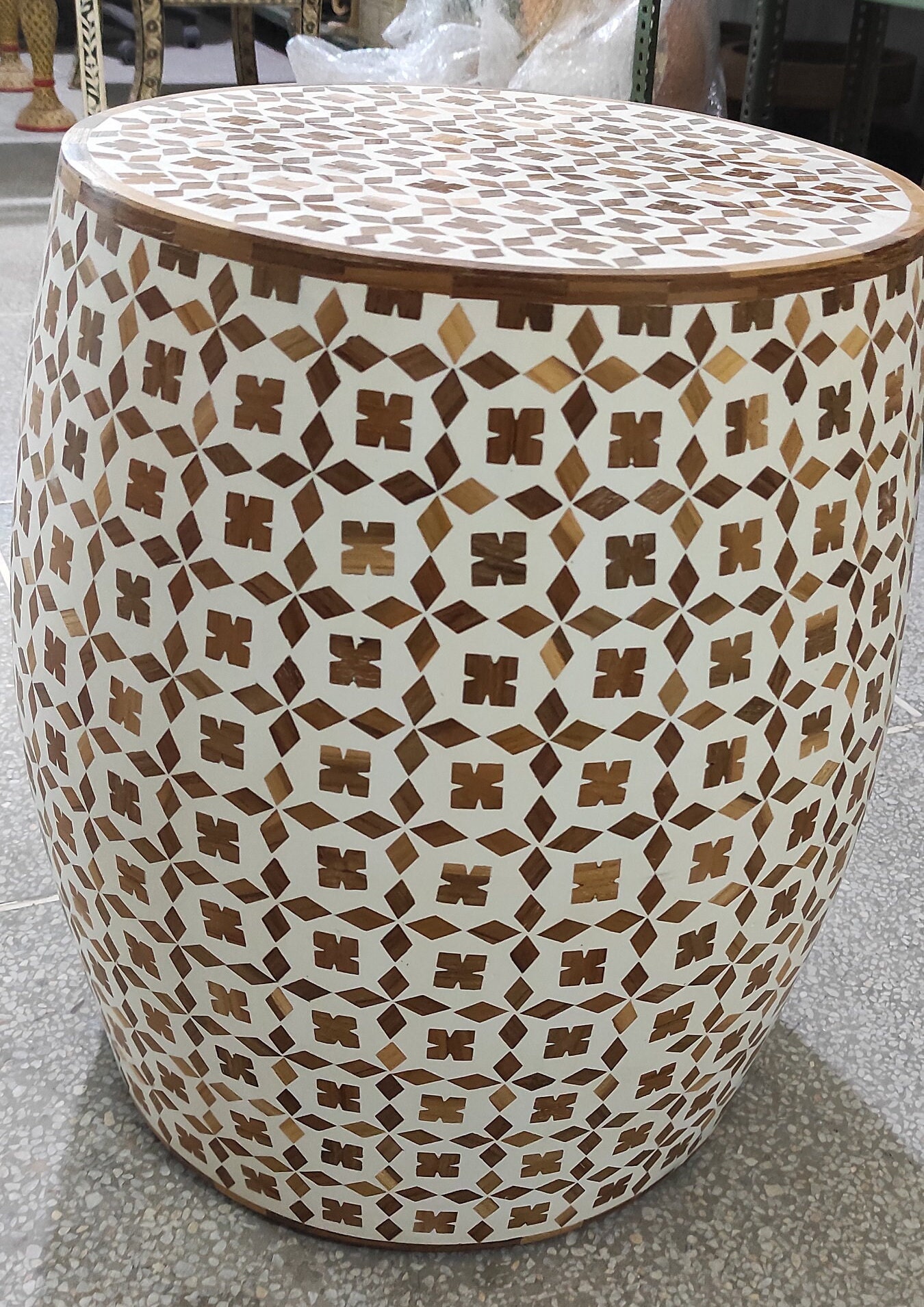 Handmade Teak Wood Inlay End Table/antique Design Round Side - Etsy