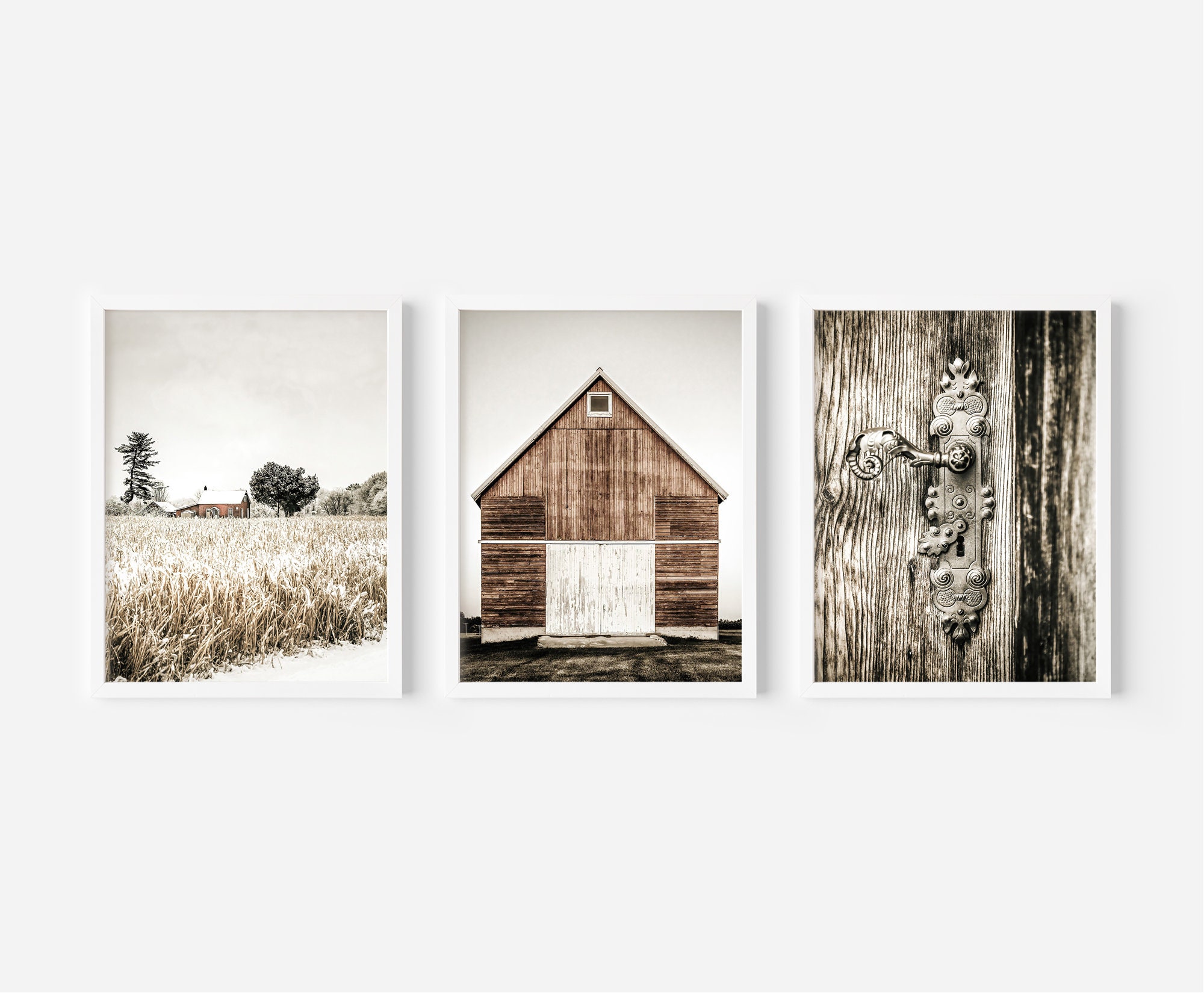 Rustic Wall Art Prints in Frames, Farmhouse Landscape Nature Framed ...