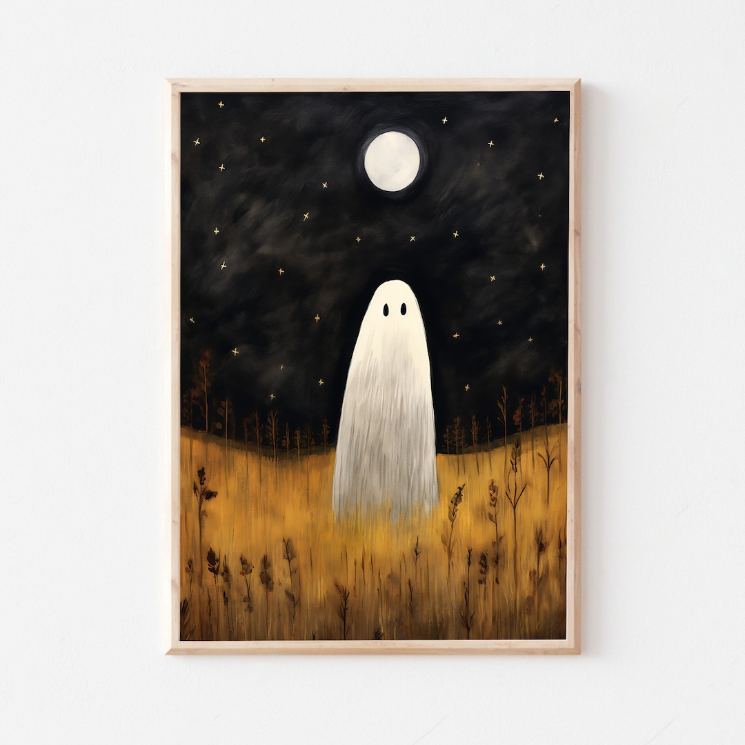 Ghosts Art Print, Halloween Art Print, Halloween Decor, Cute Ghosts in ...