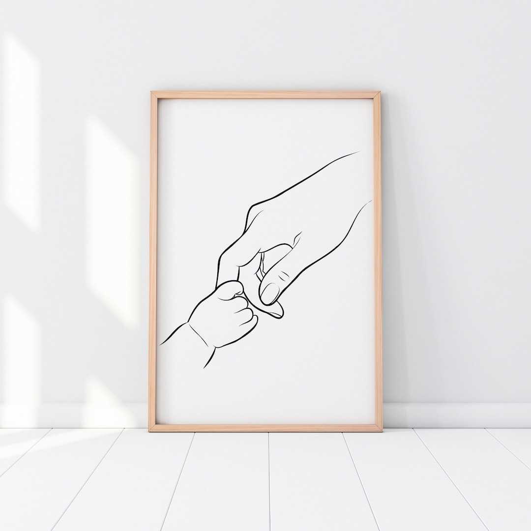 Holding Baby Hand Line Art | Mother and Baby Holding Hands | Hand Line ...