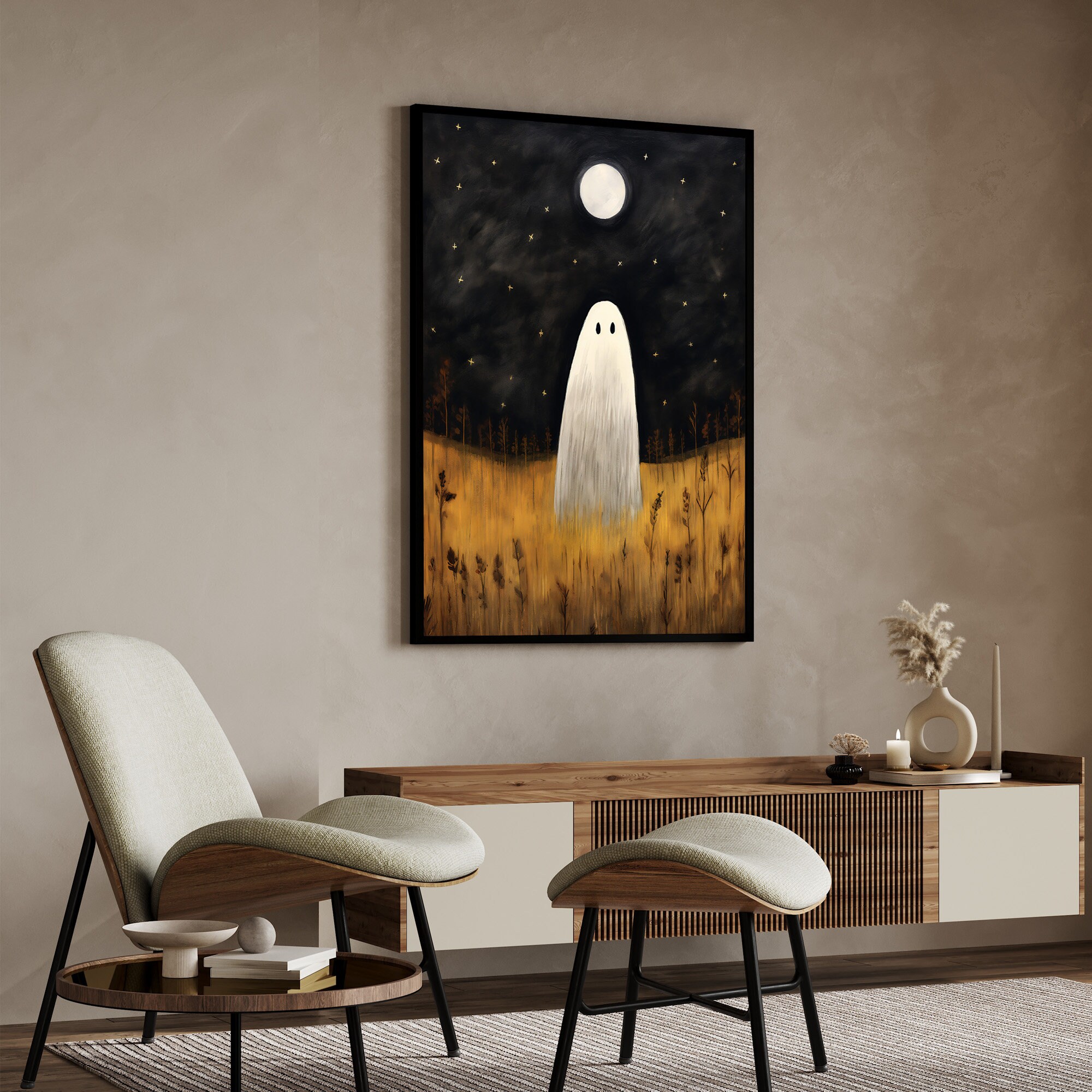 Ghosts Art Print, Halloween Art Print, Halloween Decor, Cute Ghosts in ...