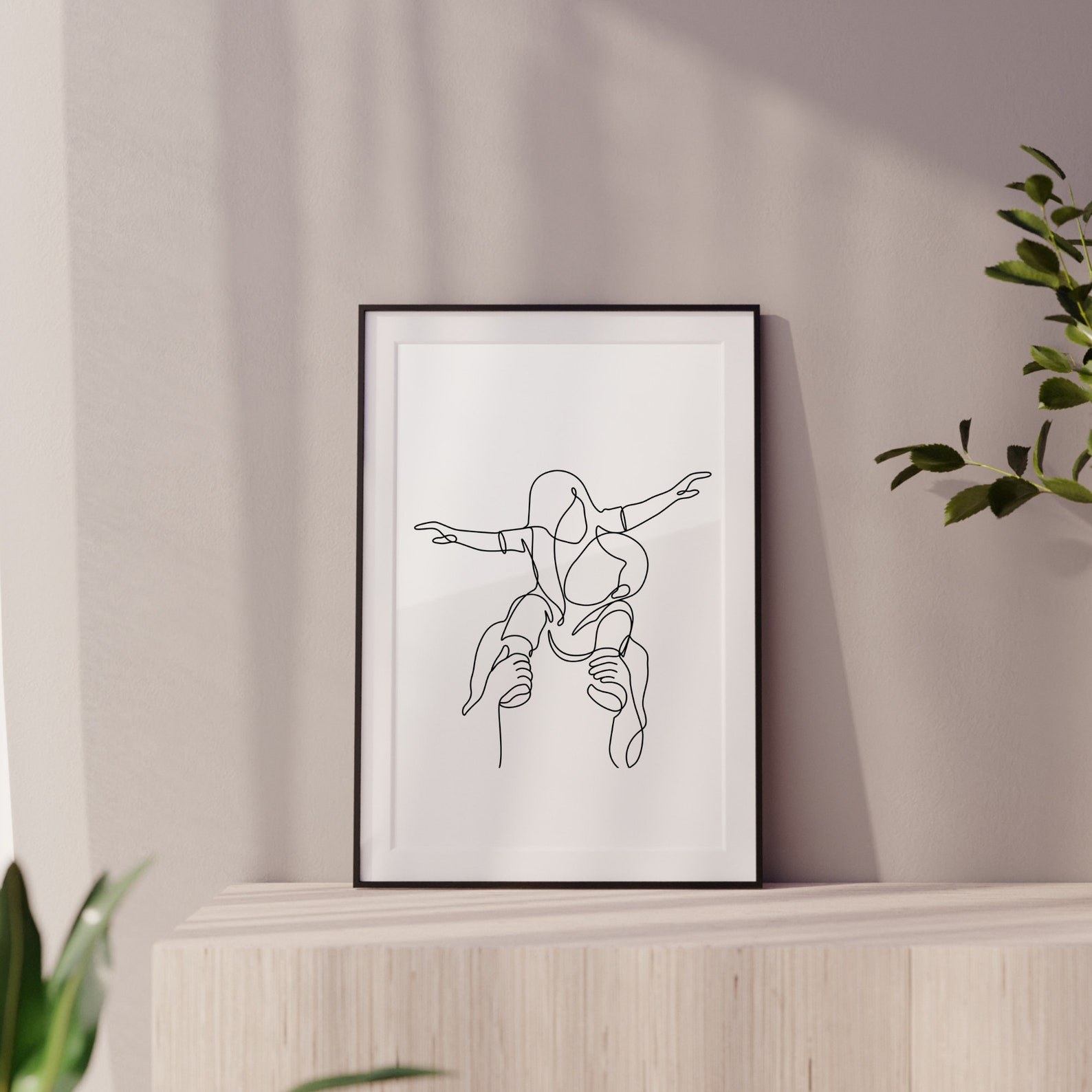 Father and Daughter Line Art, Father's Day Gifts, One Line Drawing ...