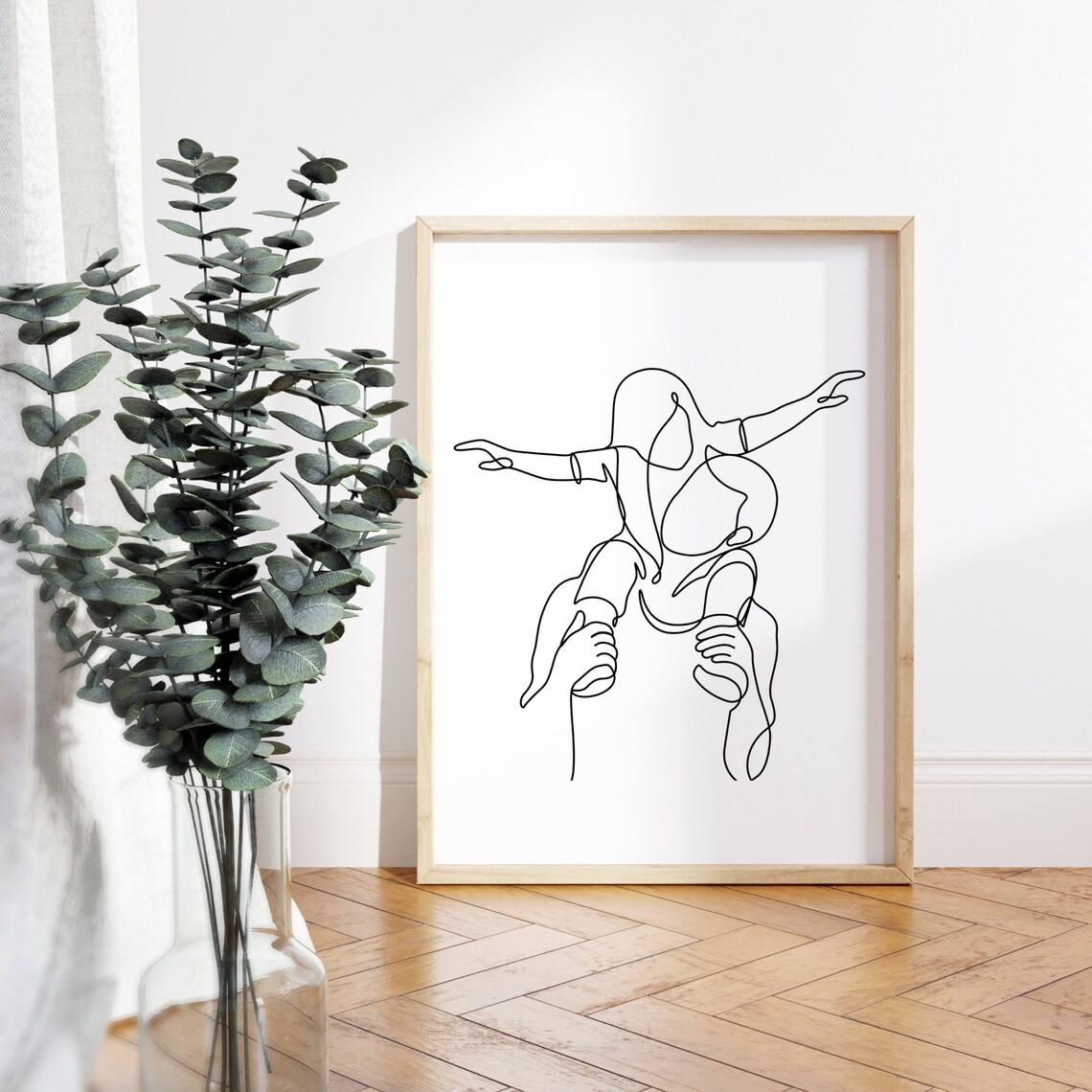 Father and Daughter Line Art, Father's Day Gifts, One Line Drawing ...